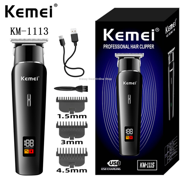 Kemei KM 1113 Professional Rechargeable Hair Clipper Beard Trimmer Hair Cutting Machine and ...