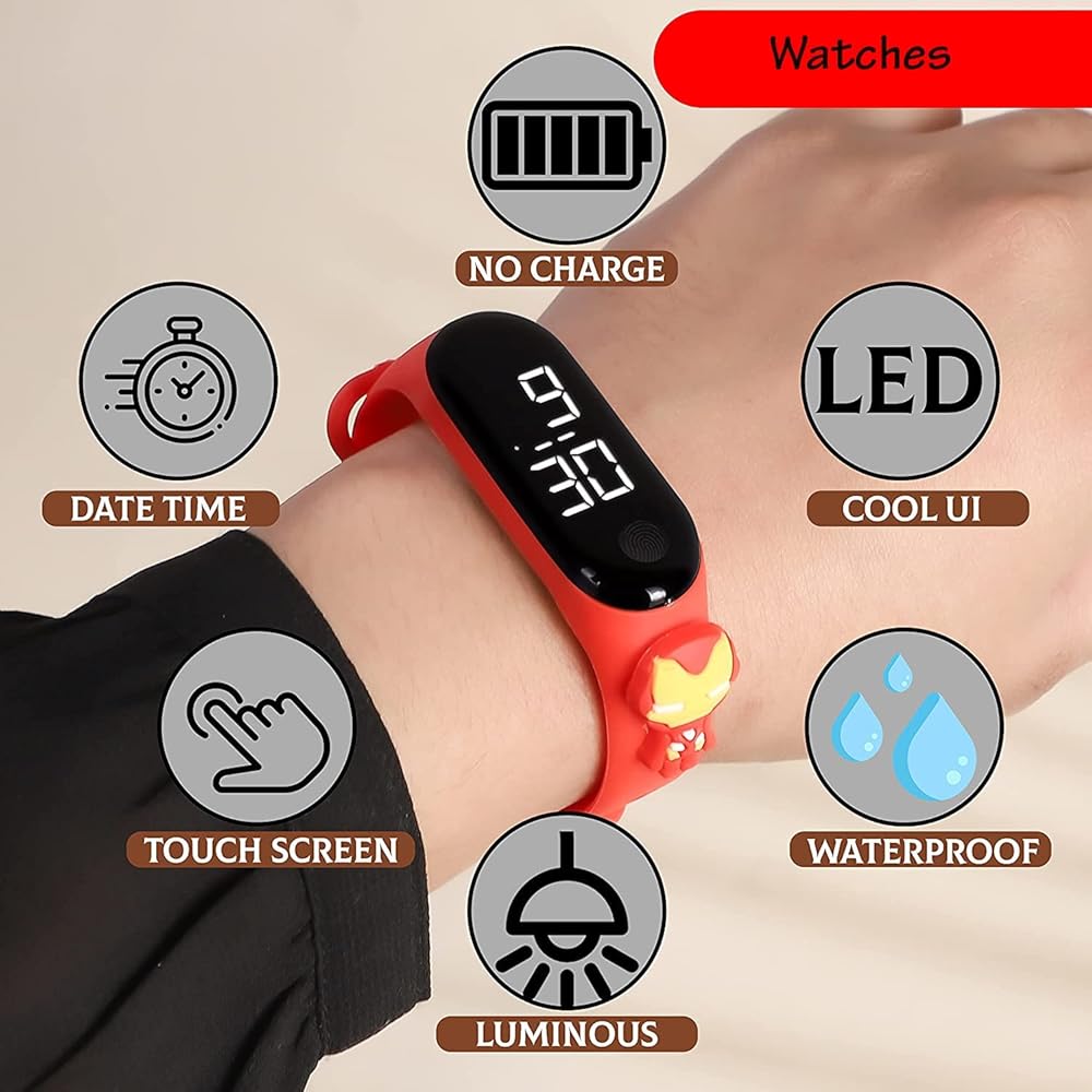 Kids Waterproof Touch Screen LED Silicone Digital Girls and Boys Wrist ...