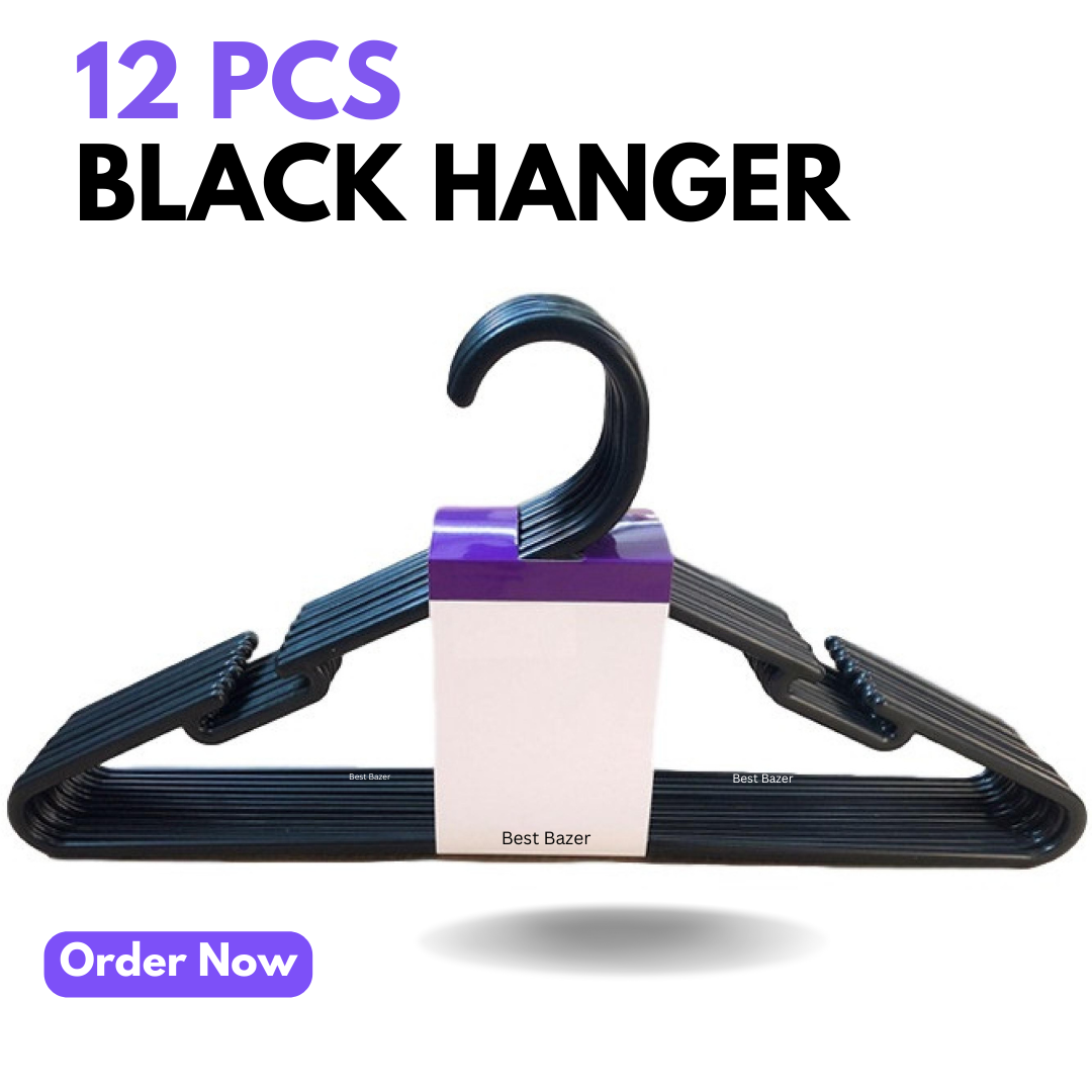 Black Plastic Hanger - 12 Pieces | Daraz.com.bd