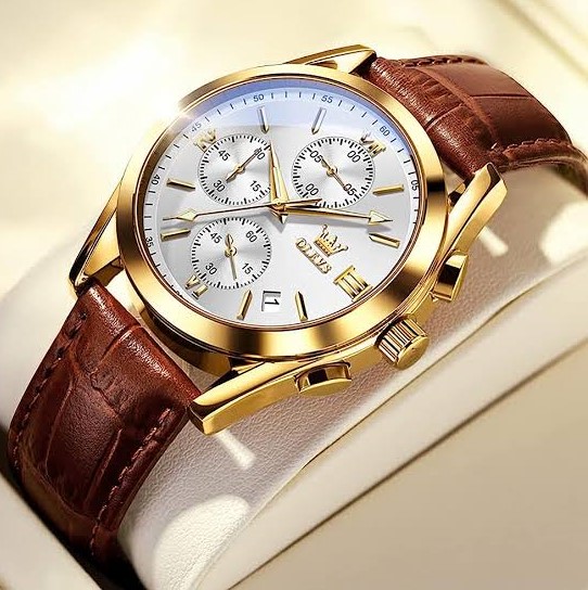 OLEV,S Leather Waterproof Quartz Fashion Watch for Men | Daraz.com.bd