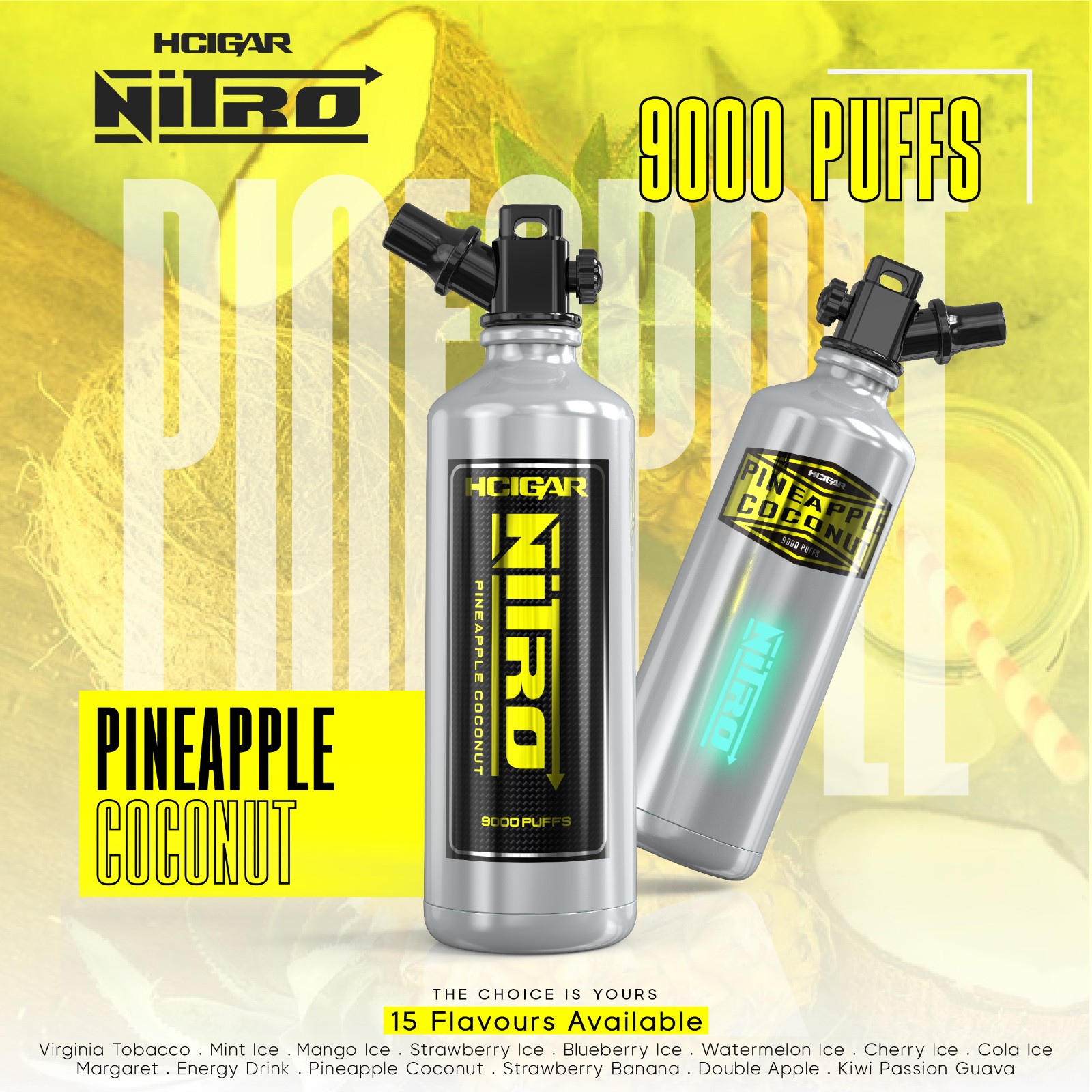 Nitro 9000 Puffs Pineapple Coconut Flavour Disposable Vape | Daraz.com.bd