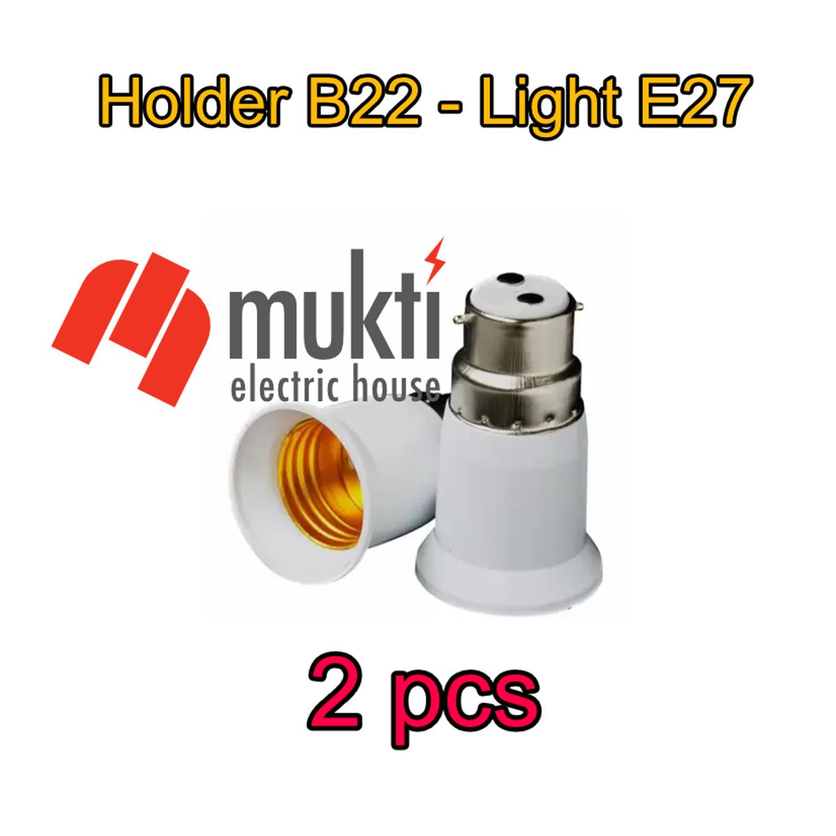 B22 to E27 Base Lamp Holder Converter 2pcs Portable Socket Light Led ...