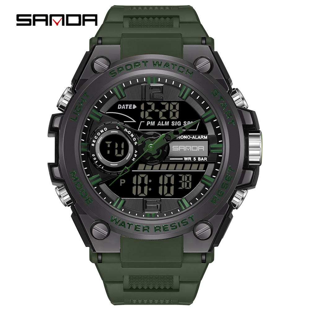 Sanda Men's Watches Sports Military 50M Waterproof Digital Wristwatch ...