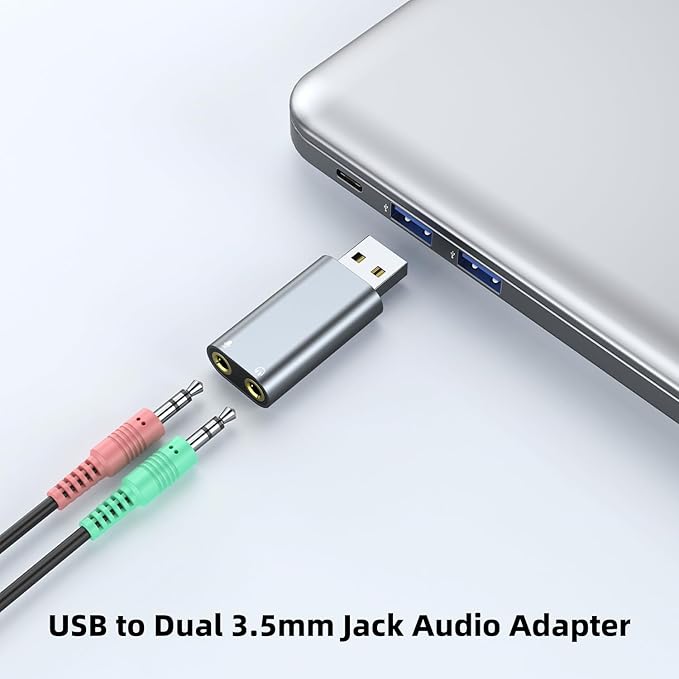 USB Computer Sound Card Adapter - USB to 3.5mm Headphone & Microphone ...