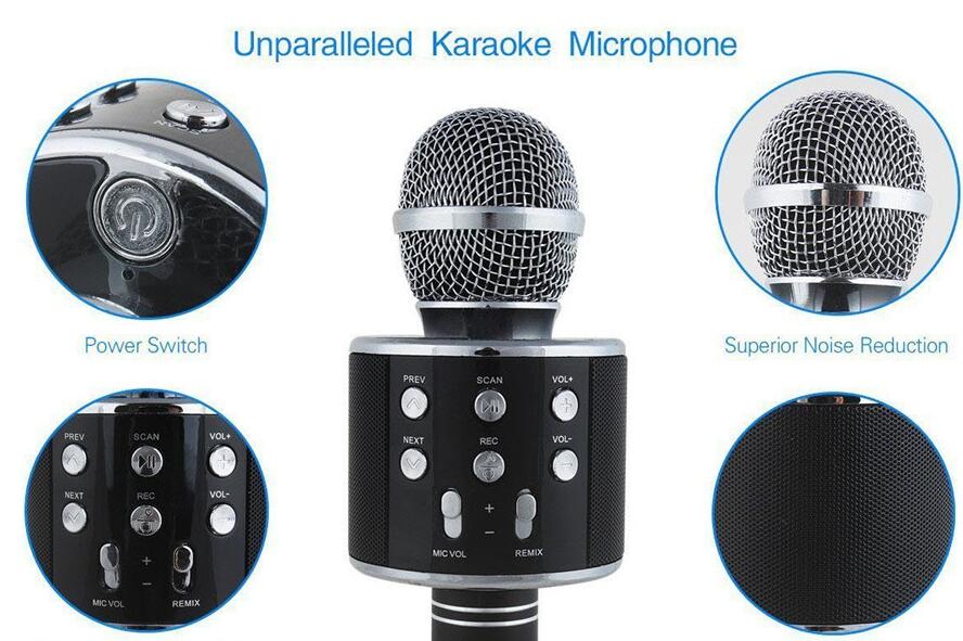 Ws-858 Wireless Bluetooth Karaoke Microphone Speaker Handheld Mic Usb ...