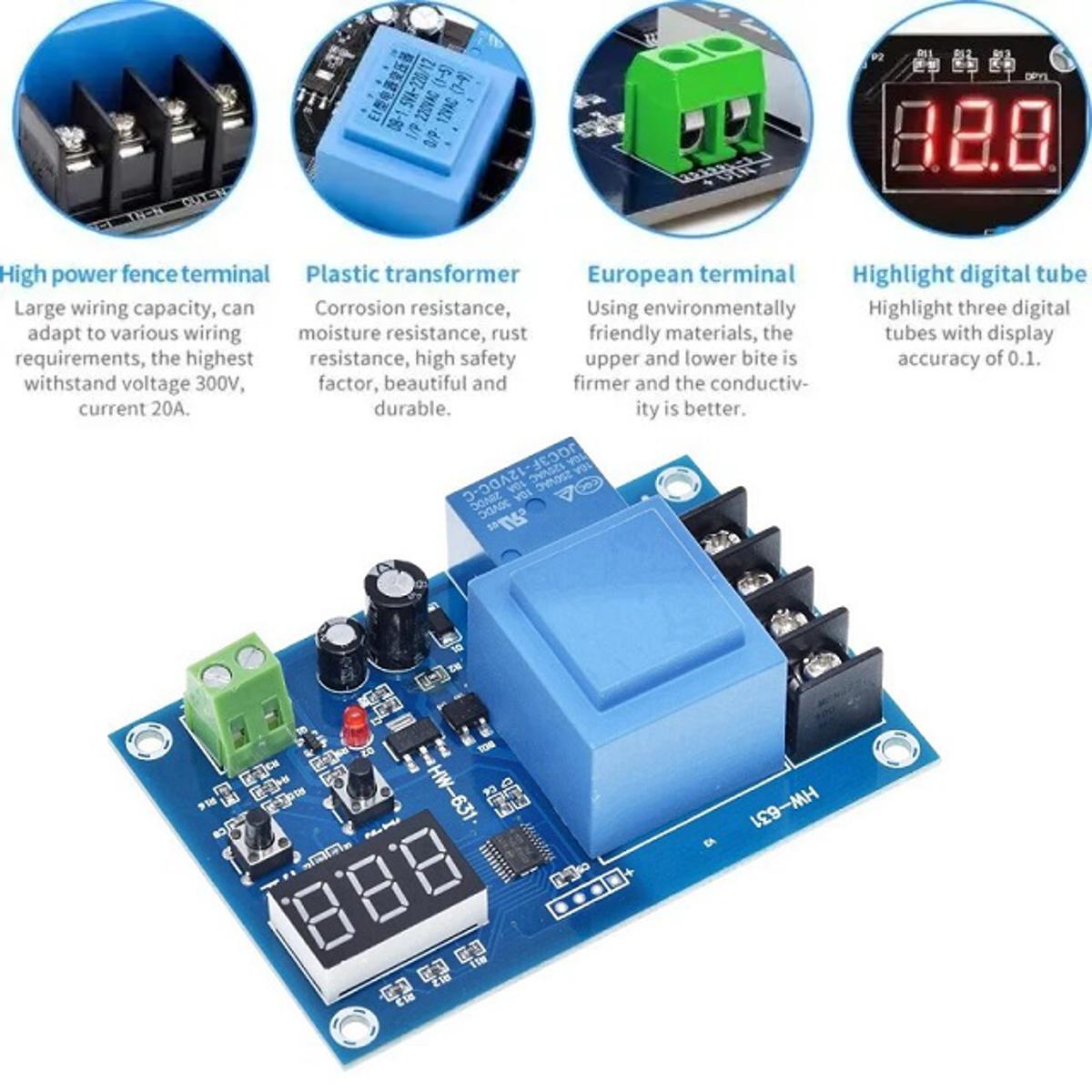 Digital Display Battery Charge Control Module Self Power Adjustable 12V ...
