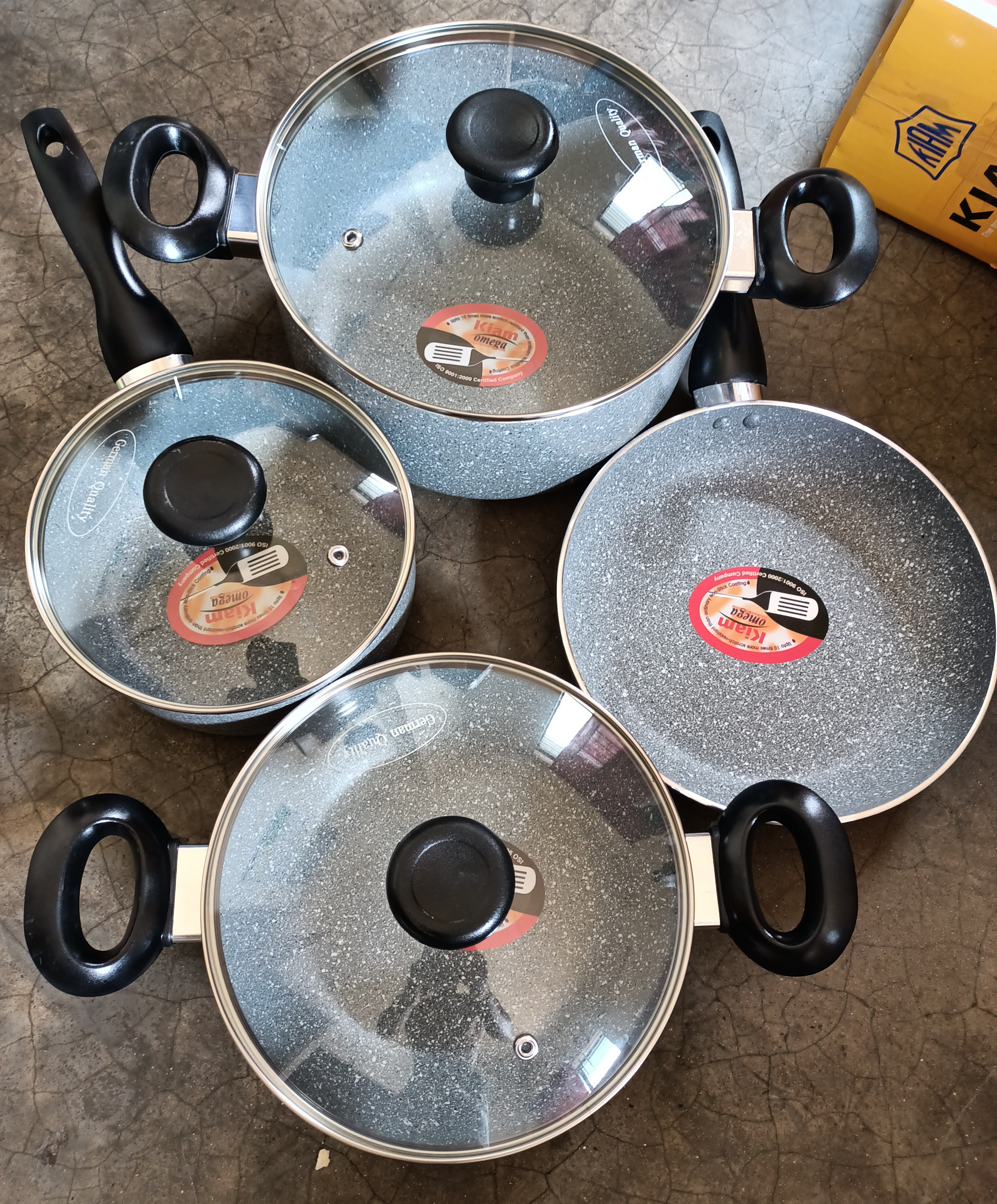 Kiam Non Stick 7 Pcs Cookware Set Marble Coating Layers For Superior