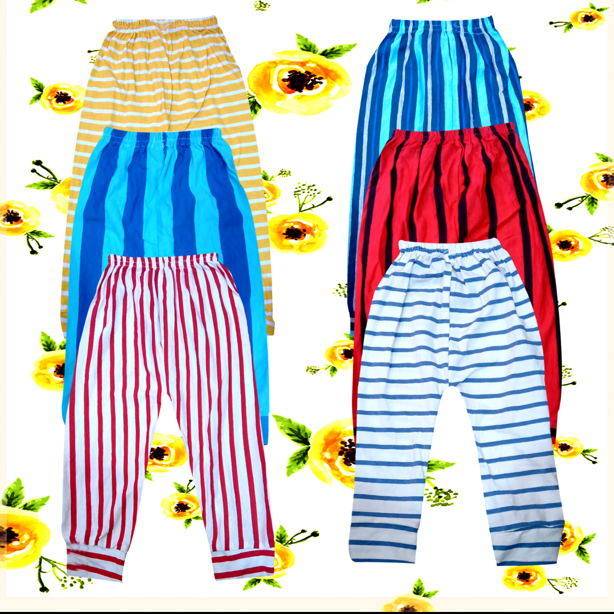 6 Pieces Multi Color Stripe boy full pant for kids by any color | Daraz ...