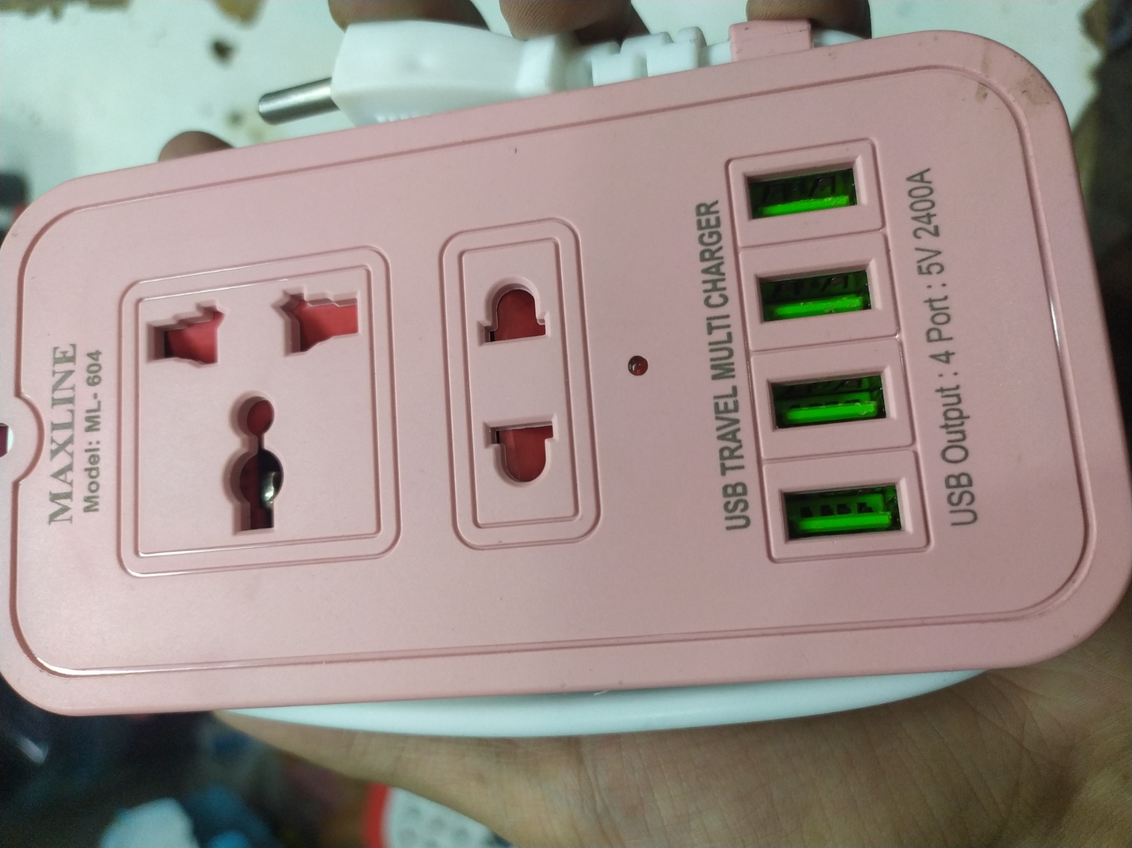 Maxline universal travel multiple charger 4 USB PORT with multiplug MAXLINE ML-604 Multi-plug ...