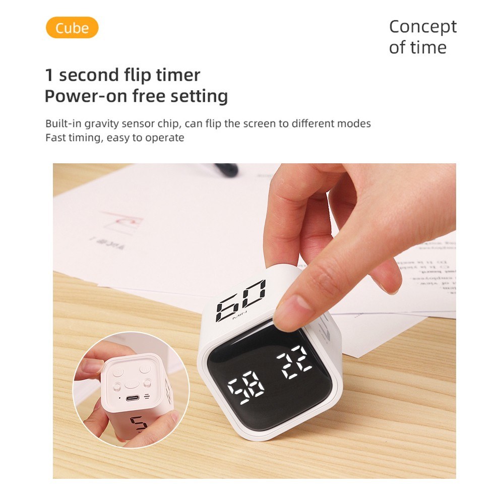 Portable Cube Timer Gravity Sensor Rotating Timer Bd