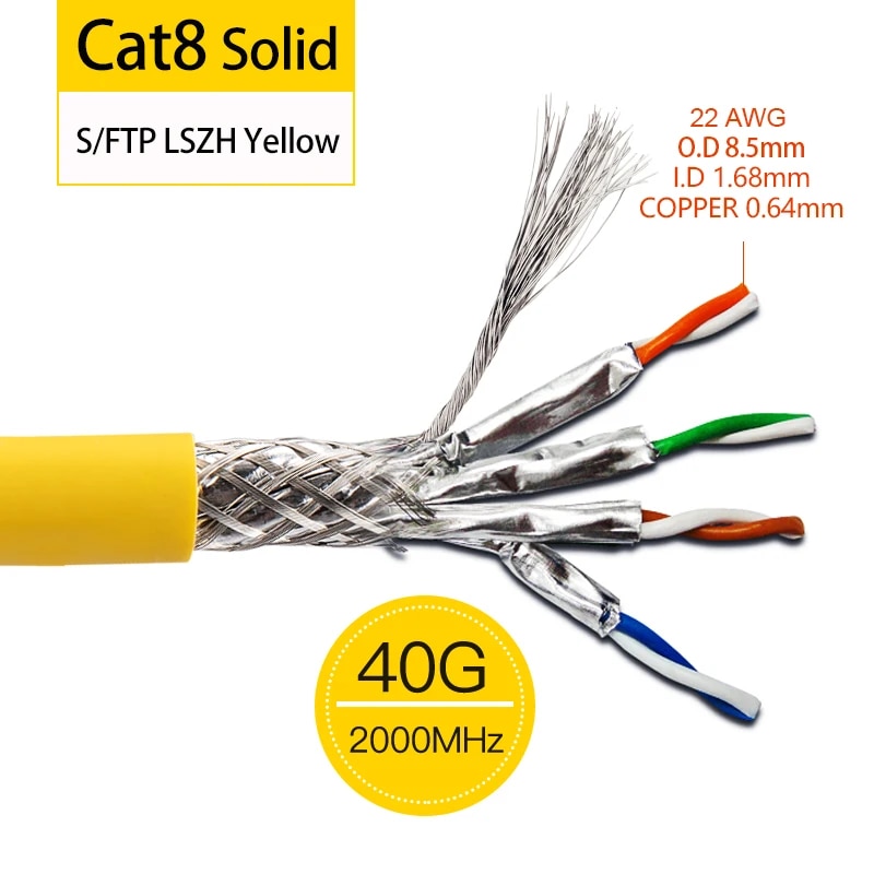 LINKWYLAN RJ45 CAT8 CABLE 40G 2000MHz SFTP SHIELDED INSTALLATION CABLE ...