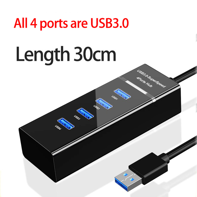 Portable Universal USB 3.0 -SuperSpeed 4 Ports Hub with LED Light Ultra ...