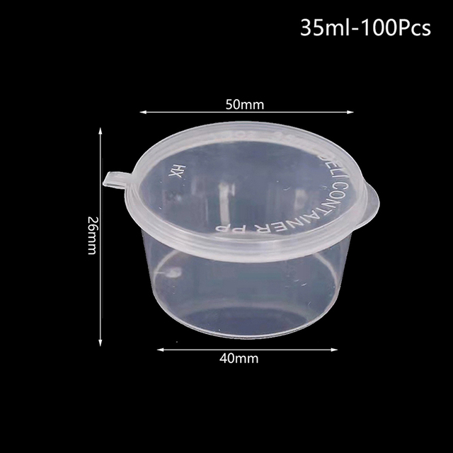 100pcs Mini Plastic Packing Box 20-40ml Sauce Cup Clear Food Condiments ...