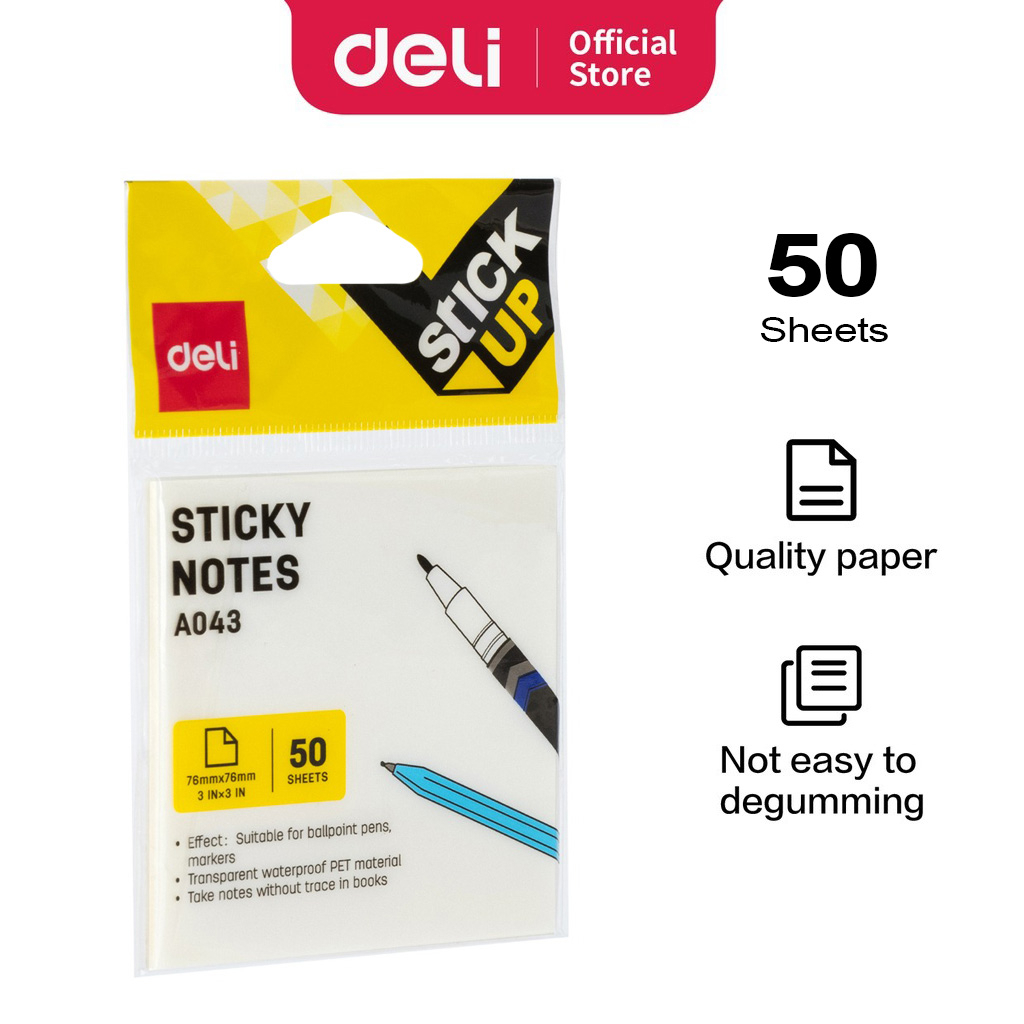 Deli EA043 Transparent sticky note 50 Sheet | Daraz.com.bd