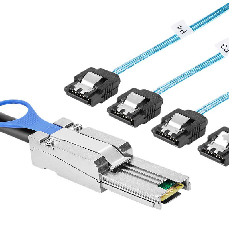 1M/2M/3M Mini SAS 26Pin SFF-8088 Male to 4 SATA 7Pin Female Hard Disk ...
