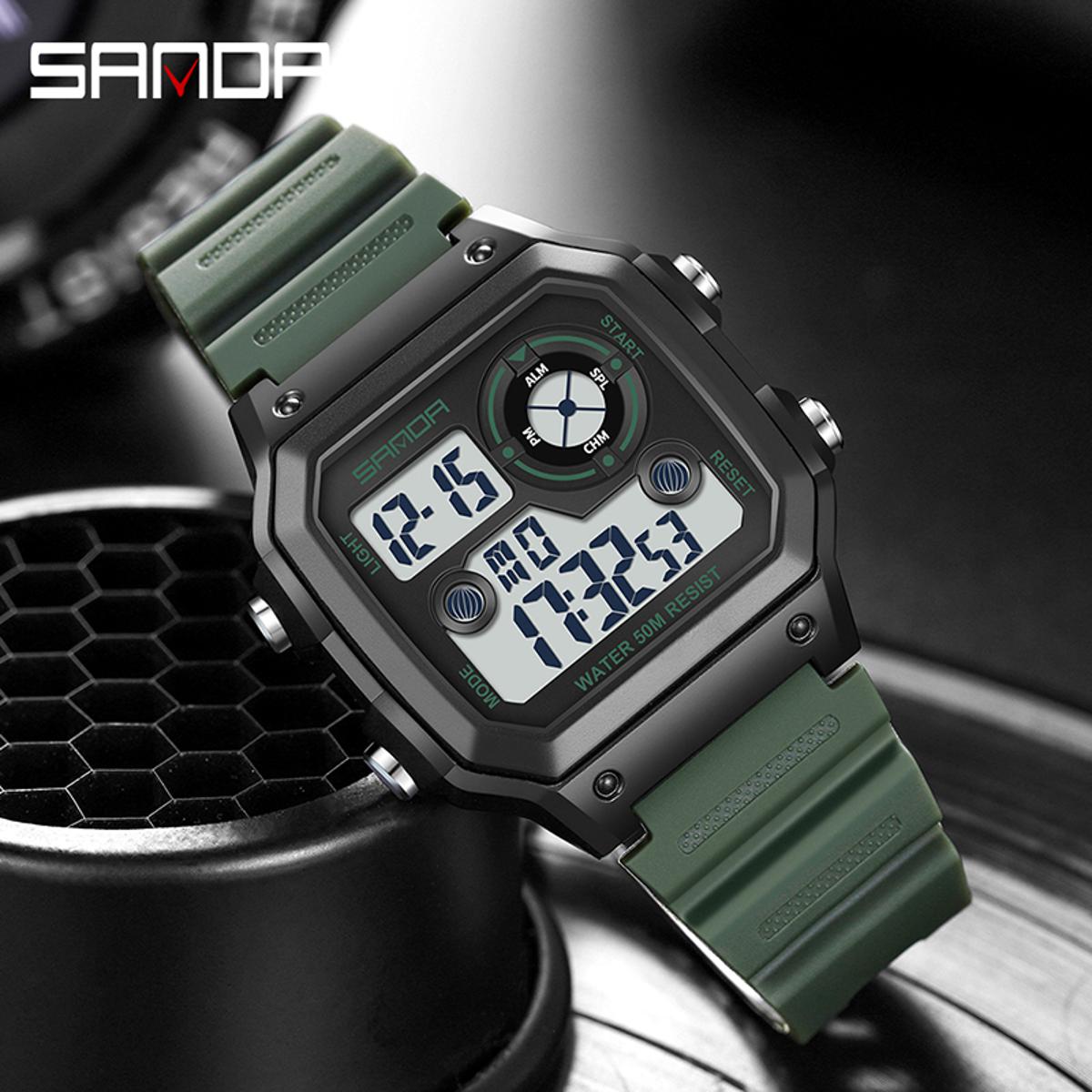 SANDA Men's Watch LED Display Watch Digital Waterproof Men's Fashion ...