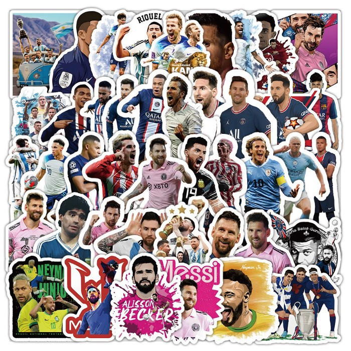 25Pcs Mixed Messi Ronaldo Neymar & Many Football Player PVC Waterproof ...