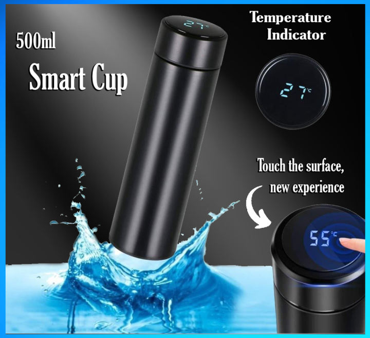 500ml Led Temperature Display Stainless Steel Water Bottle Smart Water ...