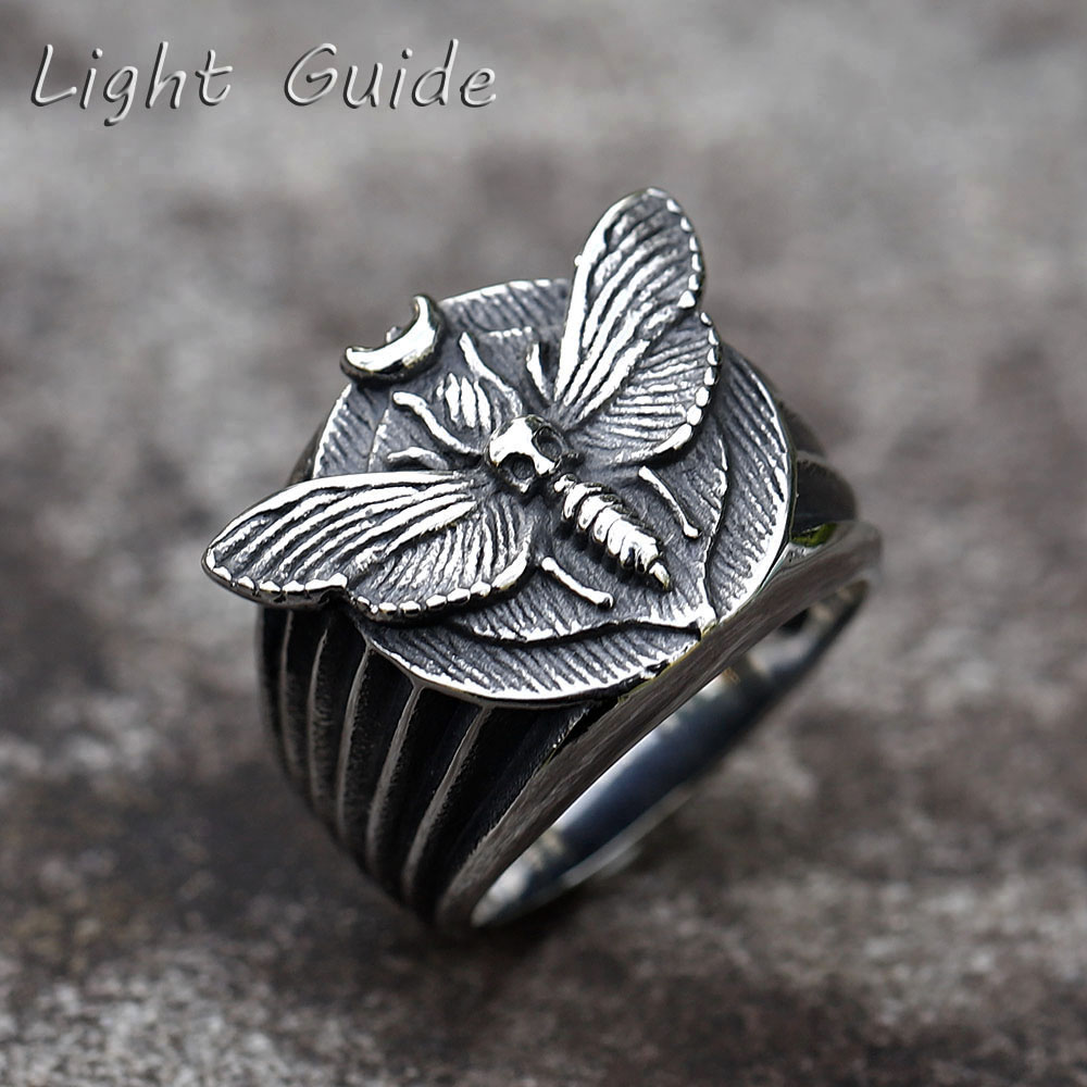 Head Skull Moth Howe 316L No 2022 NEW Men's Rusty Steel Rings, Death ...