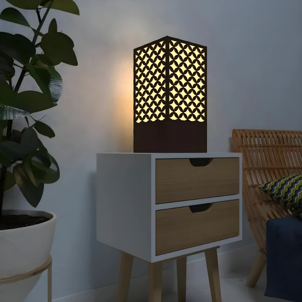 Wood Table Lamp for Bedroom & Living Room | Warm Yellow Ambient Light ...