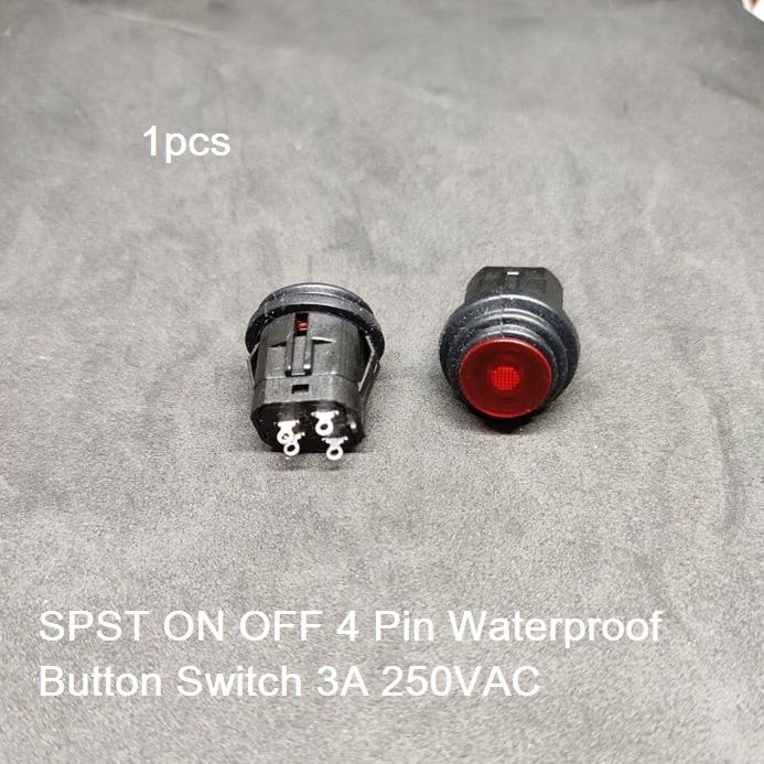WATERPROOF SELF LOCK Round Plastic Switch 250V 3A 4Pin Self-Lock SPST ...