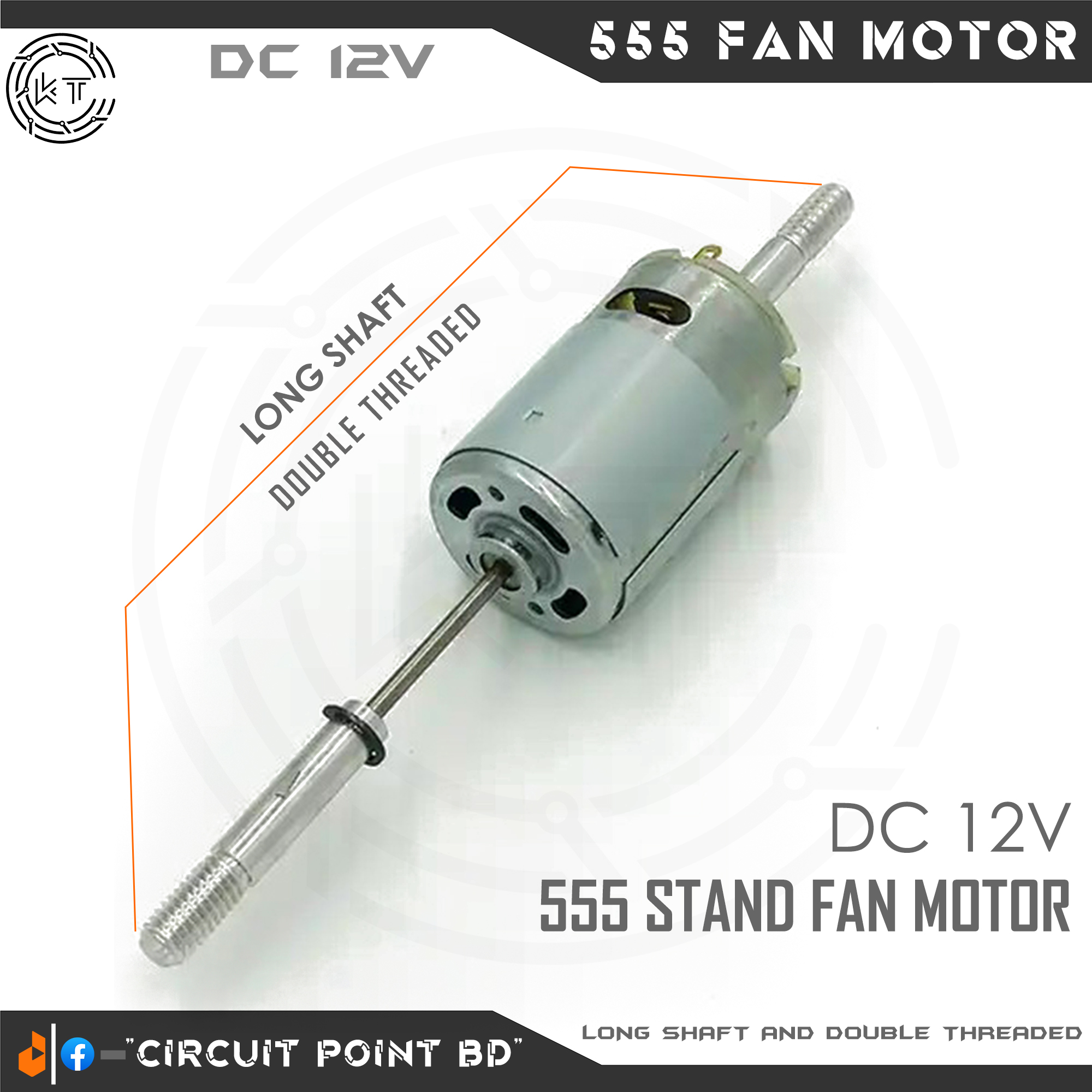 DC 12V 555 Fan / Stand Fan Motor High Speed, Heavy Duty, long shaft ...