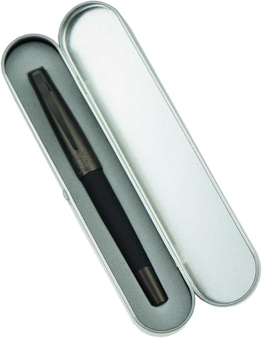 Hongdian 6013 Matte Black Fine Nib Fountain Pen with Metal Box Titanium ...