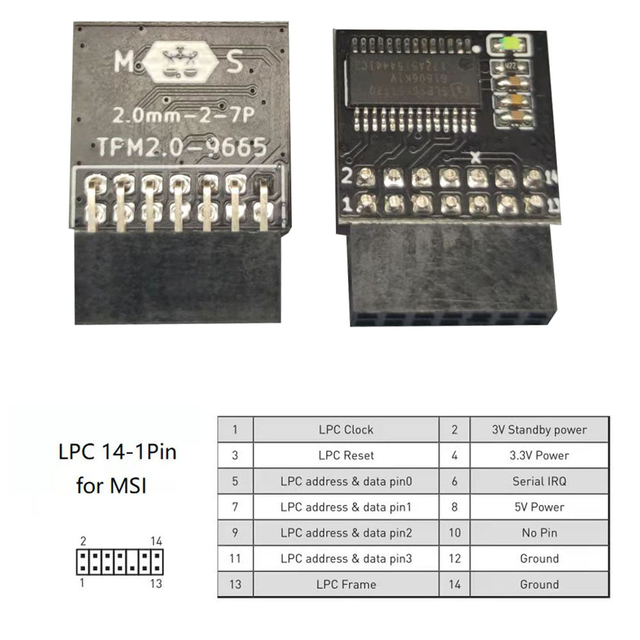 Tpm 2.0 Encryption Security Module Support Version 2.0 Lpc 20 Pin ...