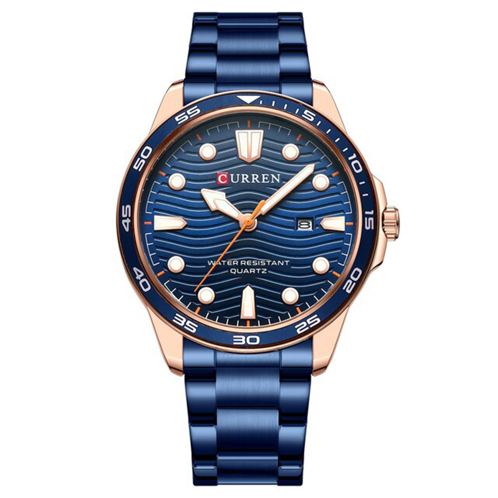 CURREN C8426 Royal Blue Stainless Steel Analog Watch For Men - RoseGold ...