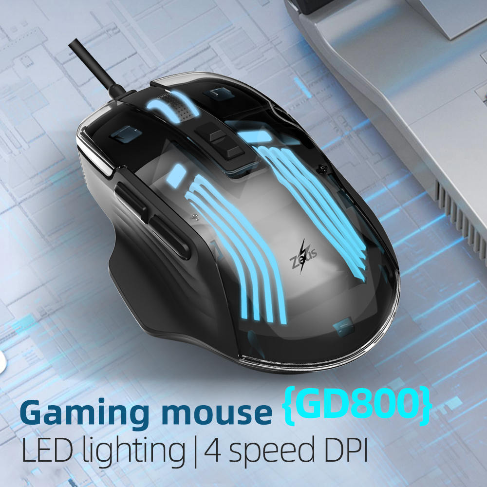 Ninja transparent wired gaming mouse with 4 levels of DPI sensitivity ...