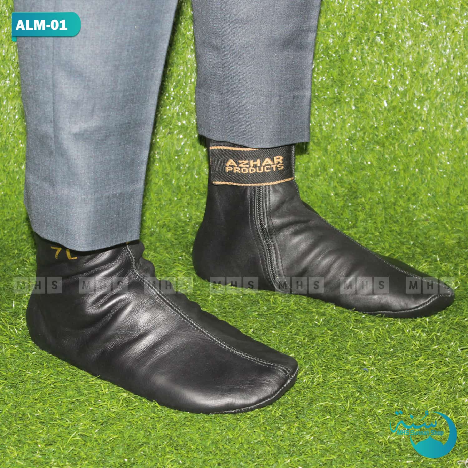 Black Color Azhar Leather Zipper Socks For Men And Women || Roop ...