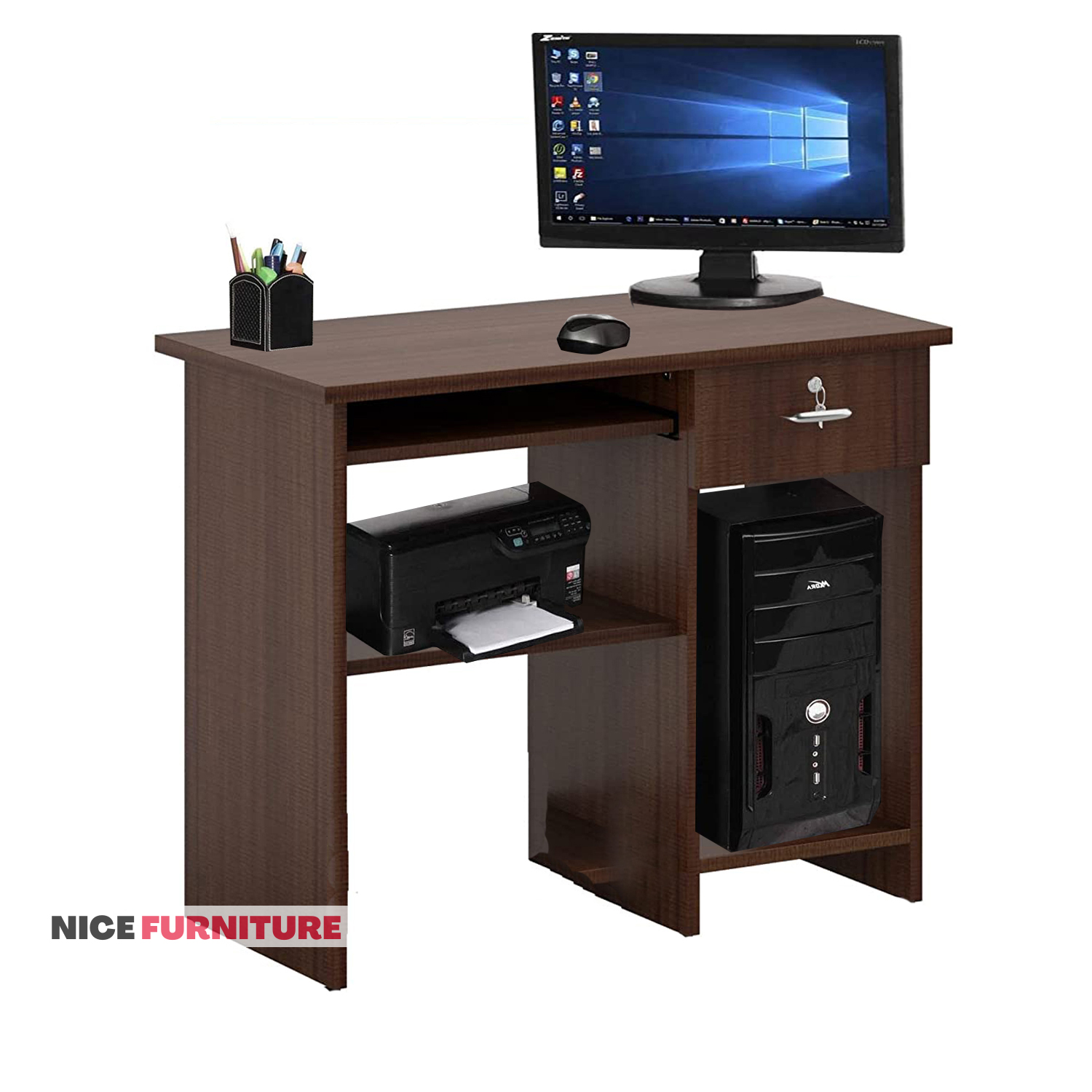 লকার ড্রয়ার/ল্যাপটপ ডেস্ক/ হোম অফিসের জন্য কম্পিউটার ডেস্ক সহ ...