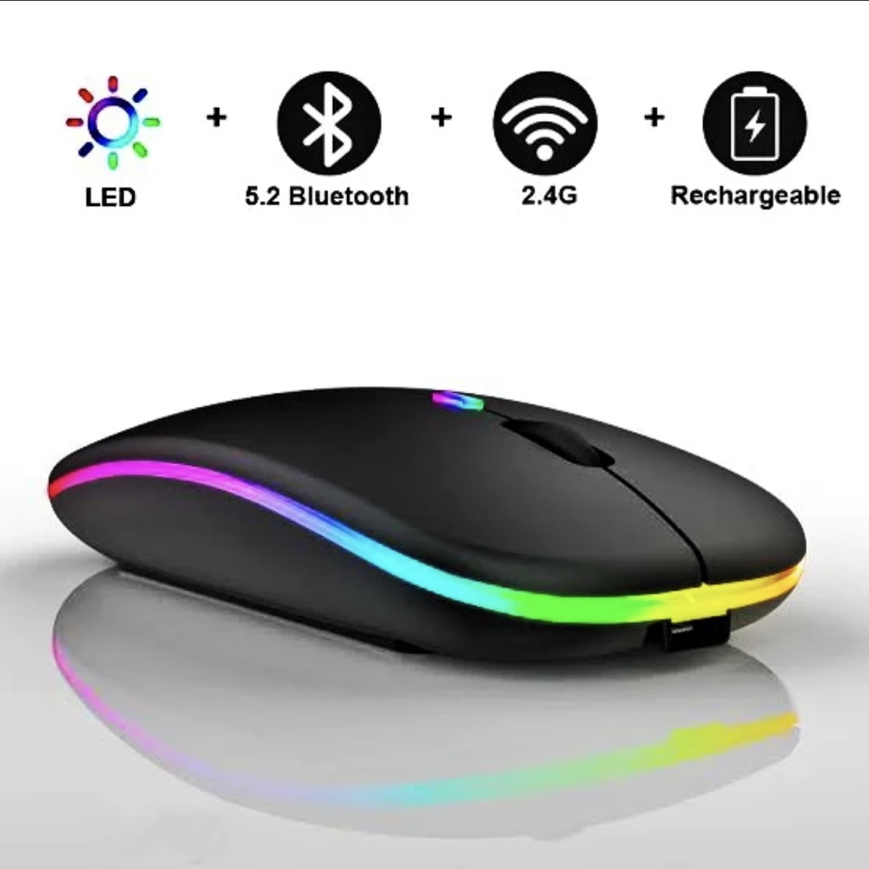 Bluetooth Wireless Mouse Rgb Rechargeable Wireless Computer Mouse Led ...