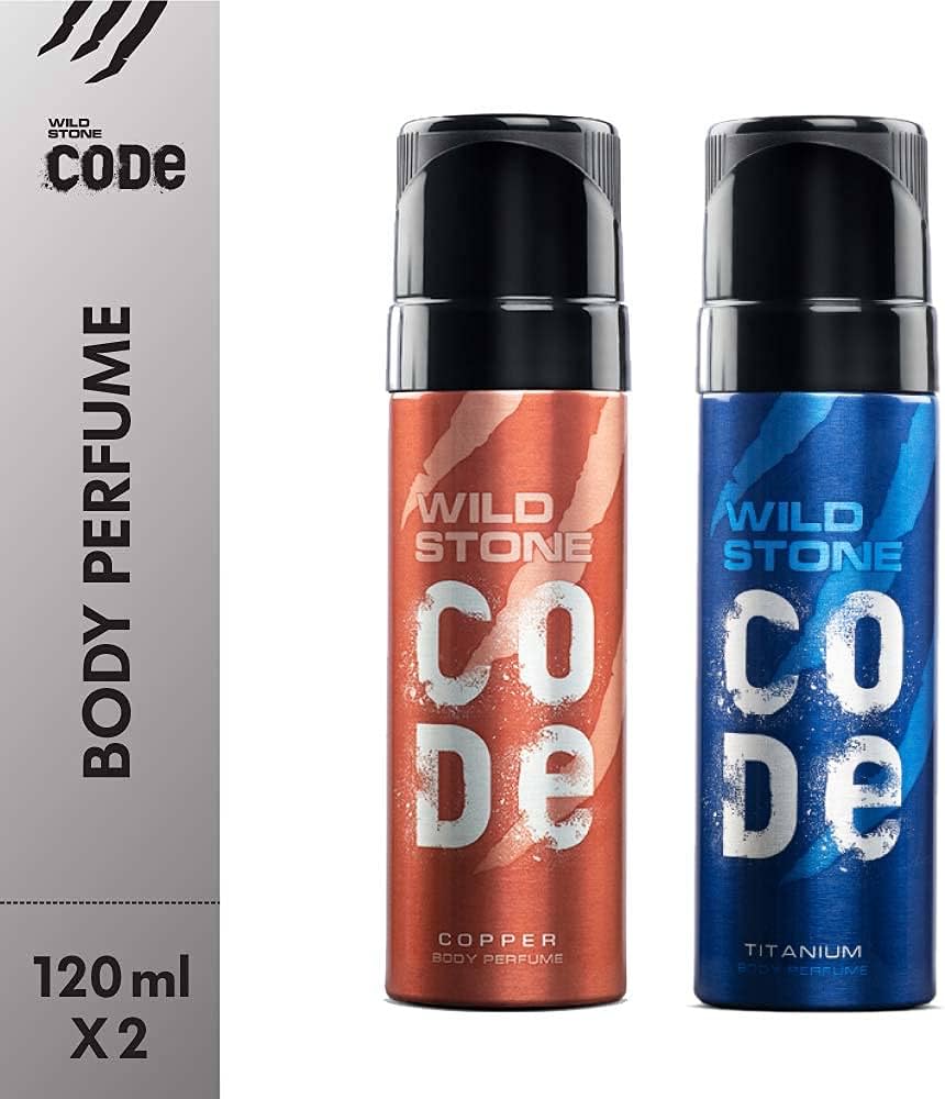 WildStone Code Copper and Titanium Body Perfume Combo For Men, 120 ml ...