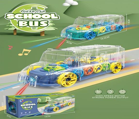 Cartoon School Bus Toys with Light Music RC Bus Gear Car | Daraz.com.bd