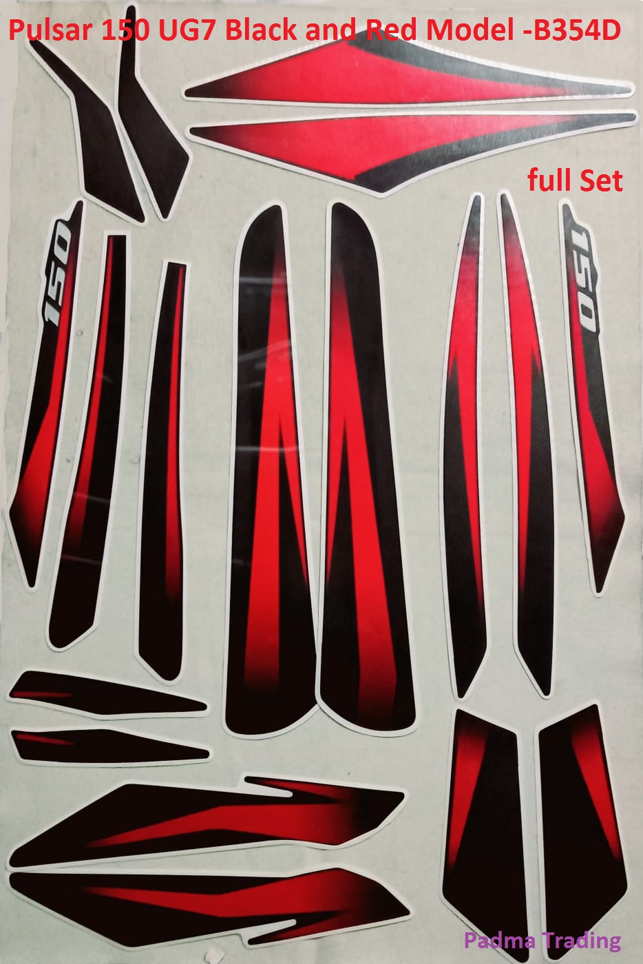 Motorcycle Tank pad Sticker full set Sticker for Pulsar 150 UG7. Black ...