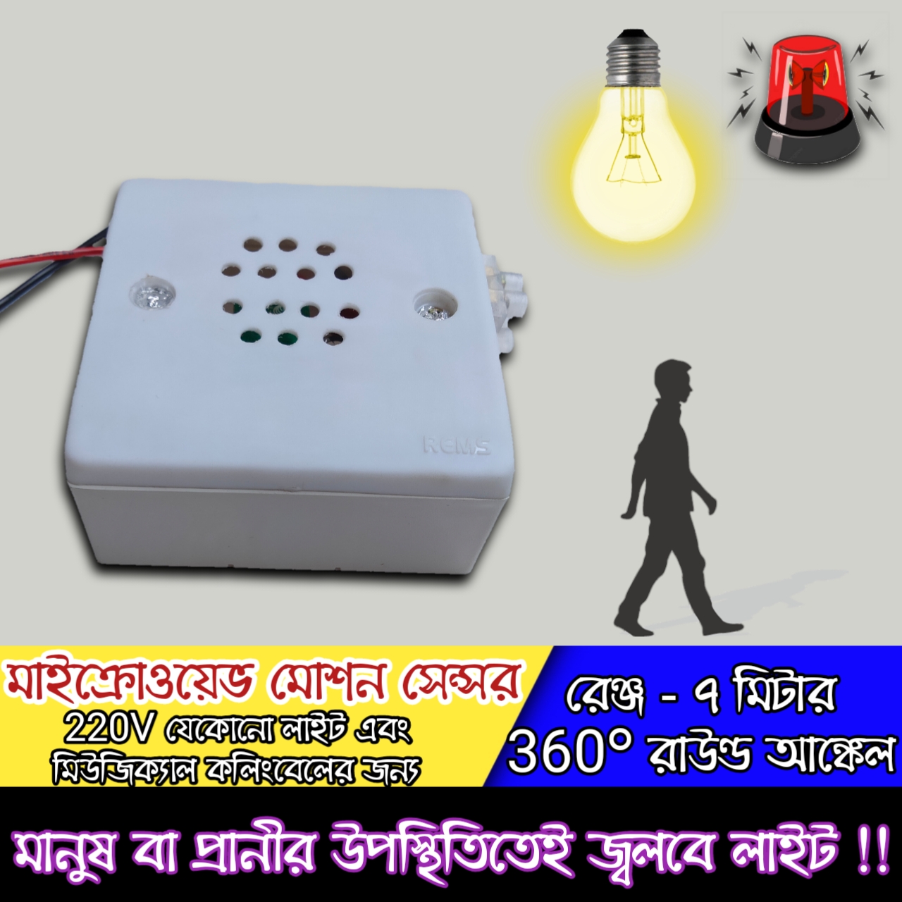 Microwave Radar Motion Sensor Switch 360 Degree Microwave Motion Sensor ...