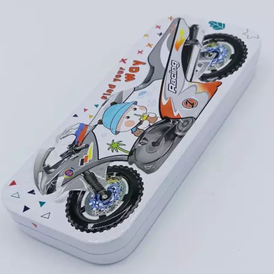Metal Pencil Box For Kids Racing Bike Any Color-(0012BS)