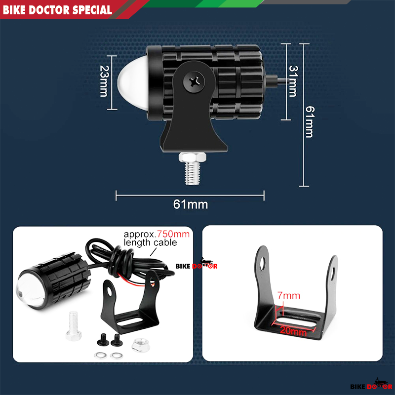 LED Fog Light for Bike Motorcycle (1 Piece) Dual Beam and Color ...
