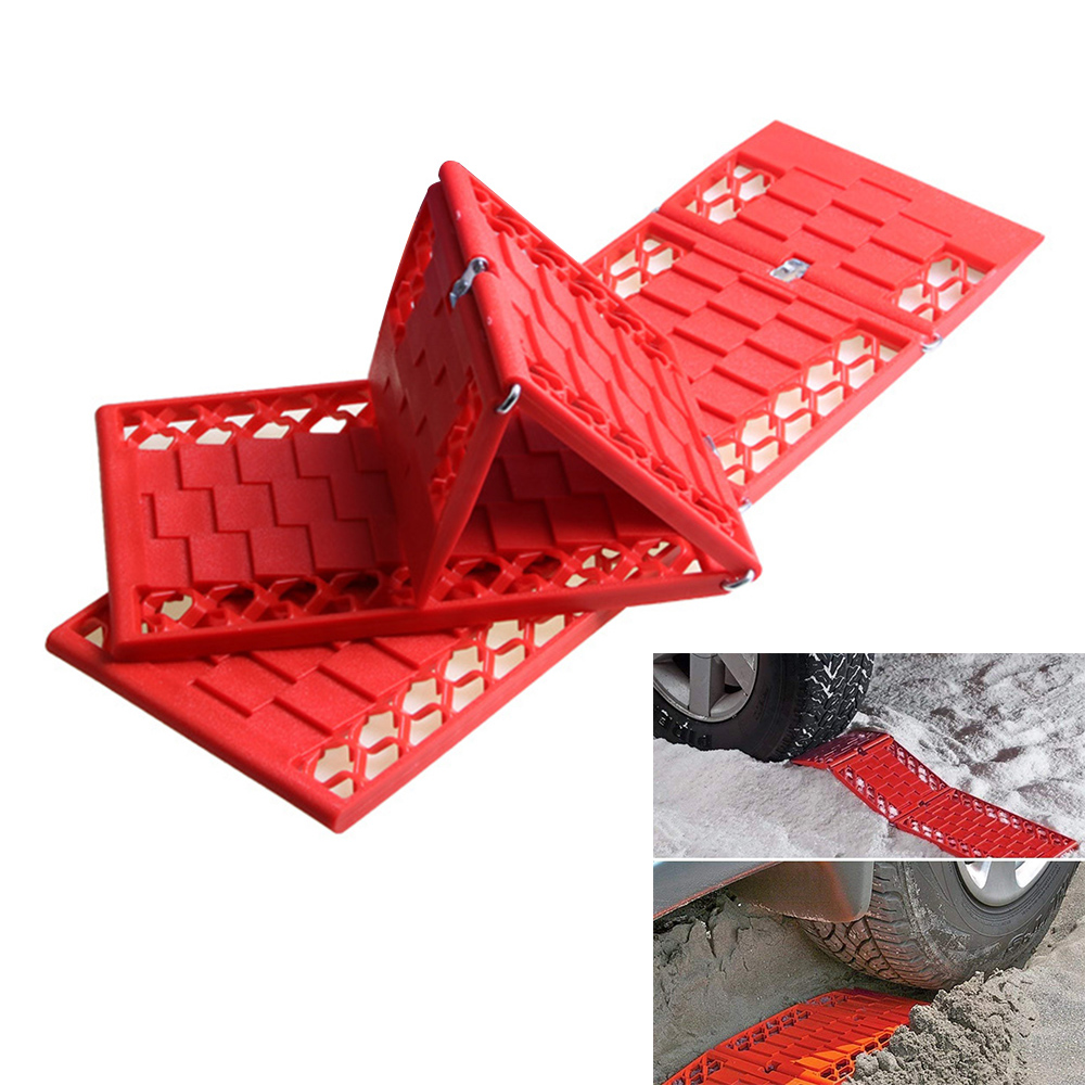 2Pcs Car Emergency Escape Plate Traction Mat Tire Grip Aid Foldable Non ...