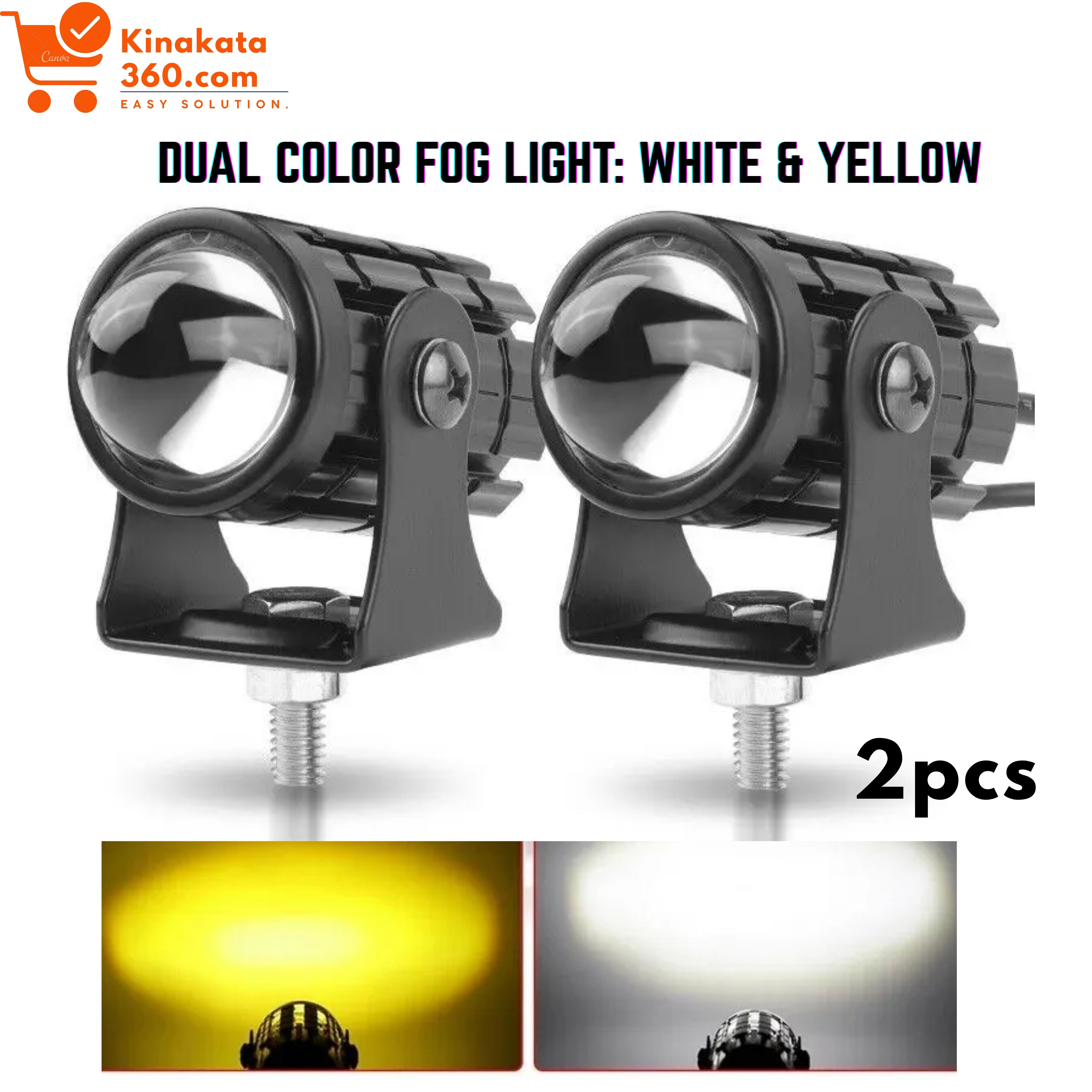 LED Mini Fog Light – White & Yellow Dual Color | Universal Fit for Car ...
