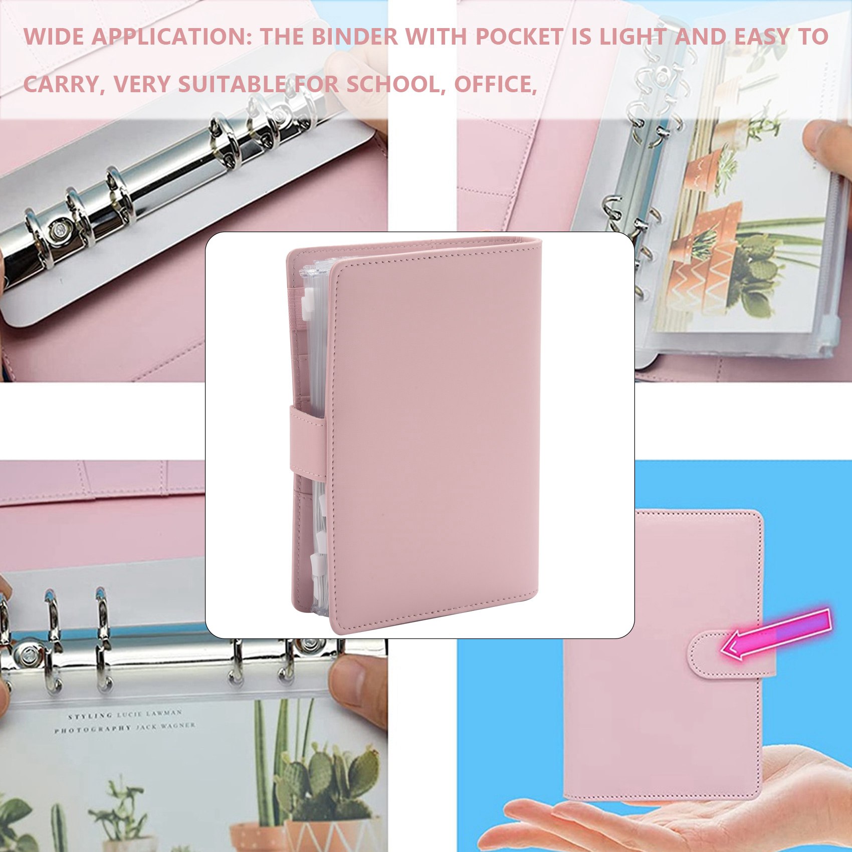 A6 Binder Pockets,Can Be Filled with 6 Round Binder Sets, Pink | Daraz ...