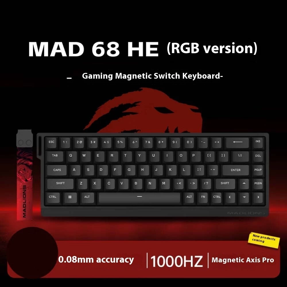 MADLIONS MAD 60/68HE Eesports magnetic axis keyboard with streamlined configuration, low latency ...