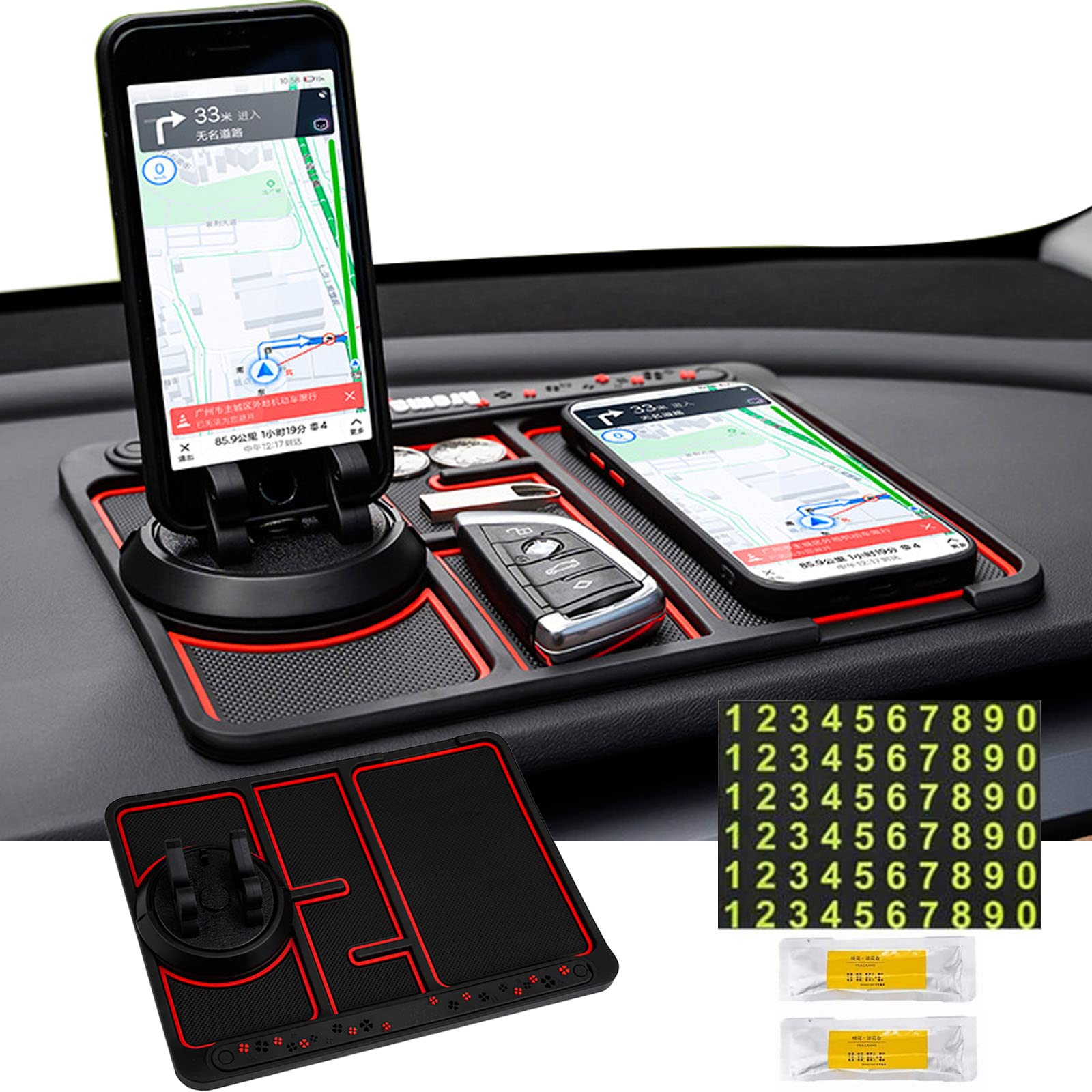 Car Dashboard Multi-Function Non-Slip Anti Skid PVC Pad Mat with Mount ...