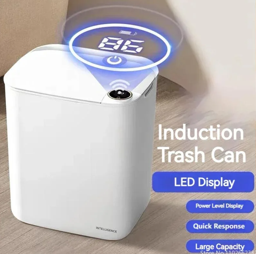 18L Type-C Rechargeable Smart Sensor Trash Can With Display Automatic ...