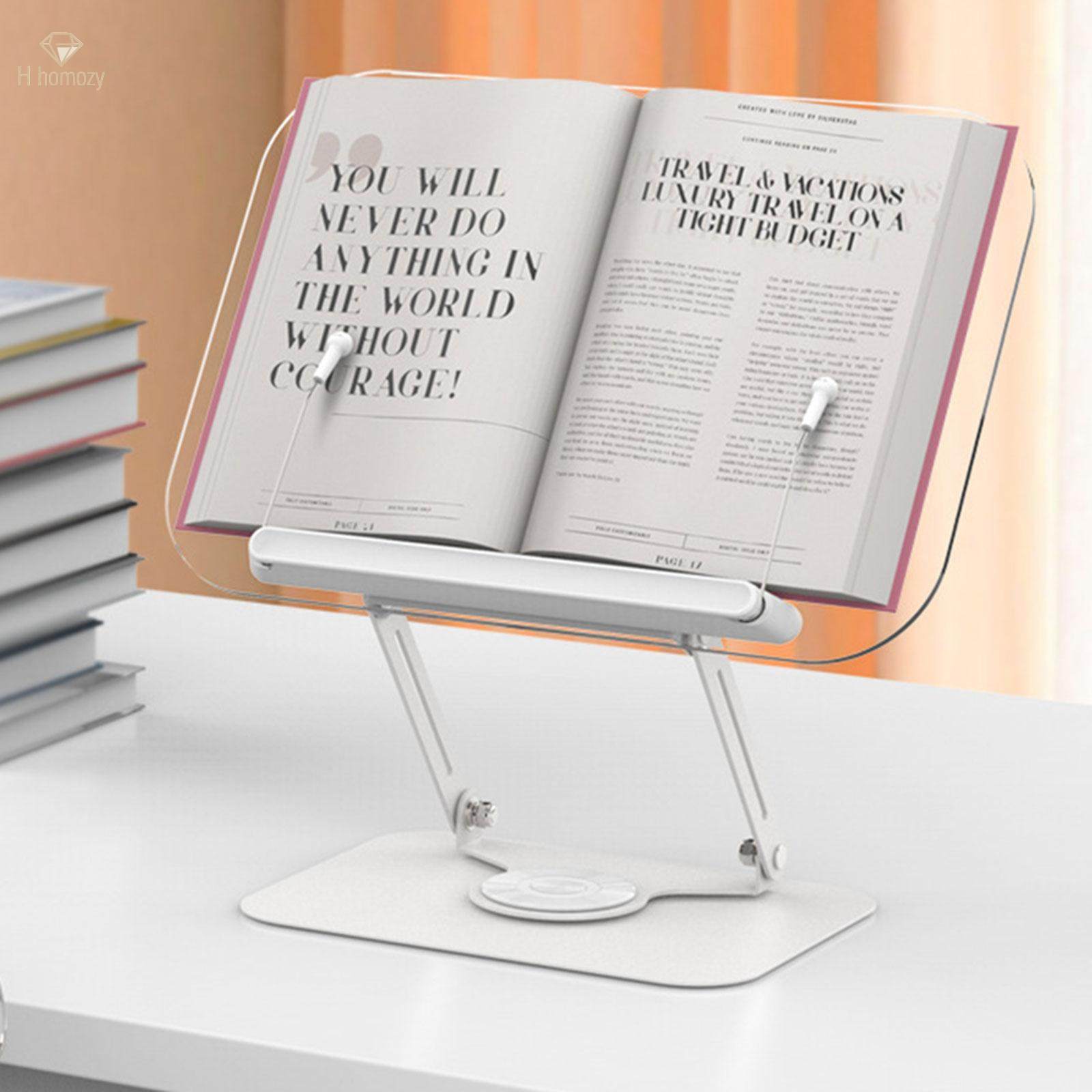 Book Stand for Reading in Bed Portable with Page Clips Height ...
