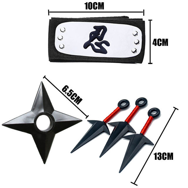 Anime Naruto Cosplay Accessories Set Kunai Shuriken Headband Ring ...
