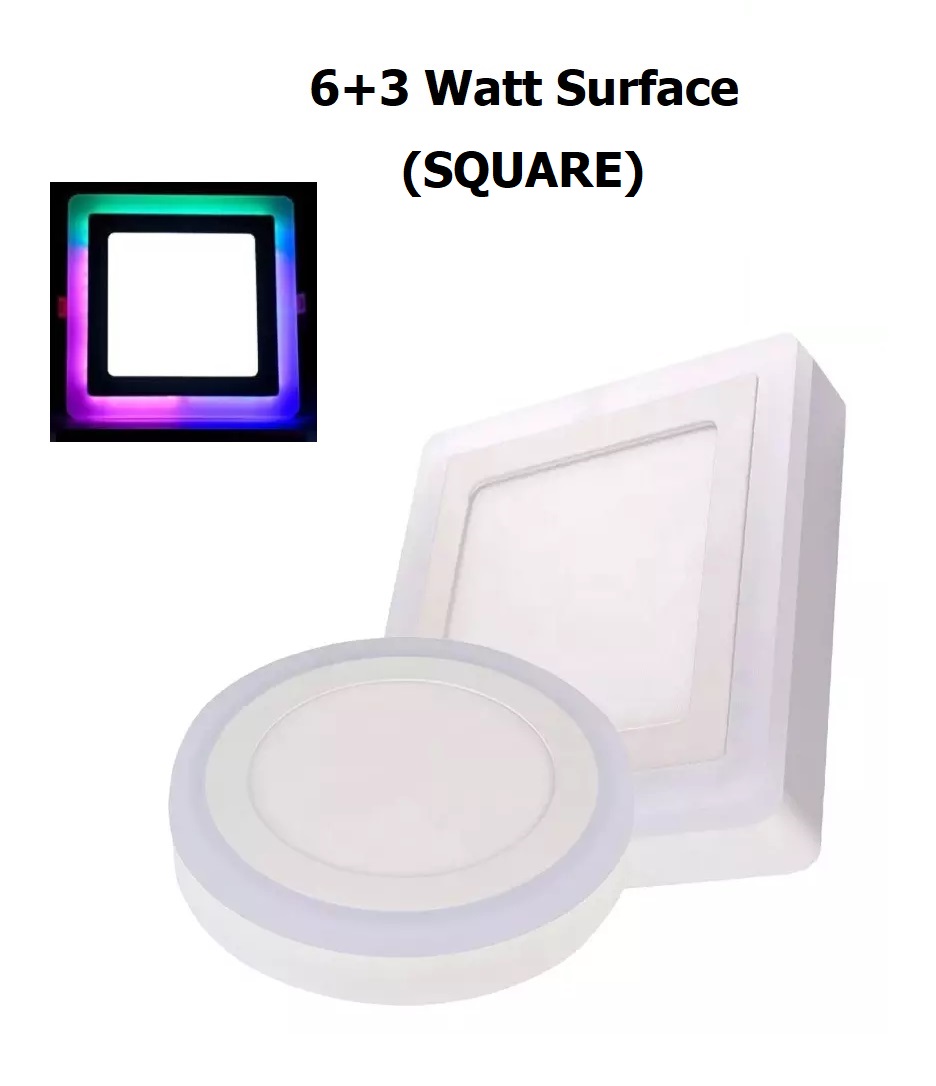 Led 6W+3W (Pink, Green, Blue Edge) Led Surface Mounted Panel Light