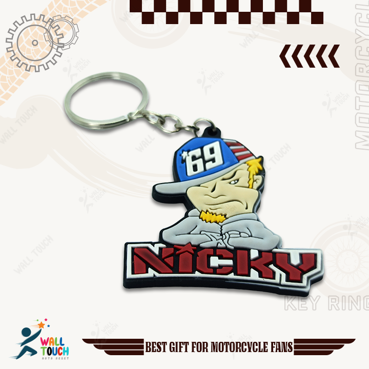 NICKY PVC Keychain Key ring Red Rubber Motorcycle Bike Car Collectible ...