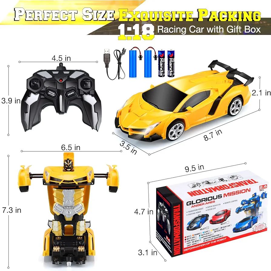 Remote Control Car Toys, Transform RC Cars for Kids, One Button ...